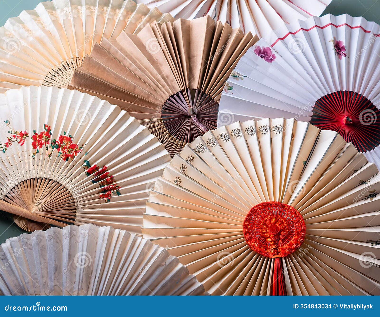 An Array of Hand-painted Fans Showcasing Traditional Lunar New Year ...