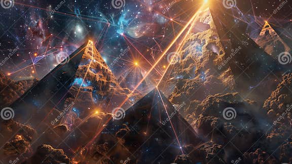 An Array of Holographic Pyramids, Emitting Beams of Light in a Dark ...