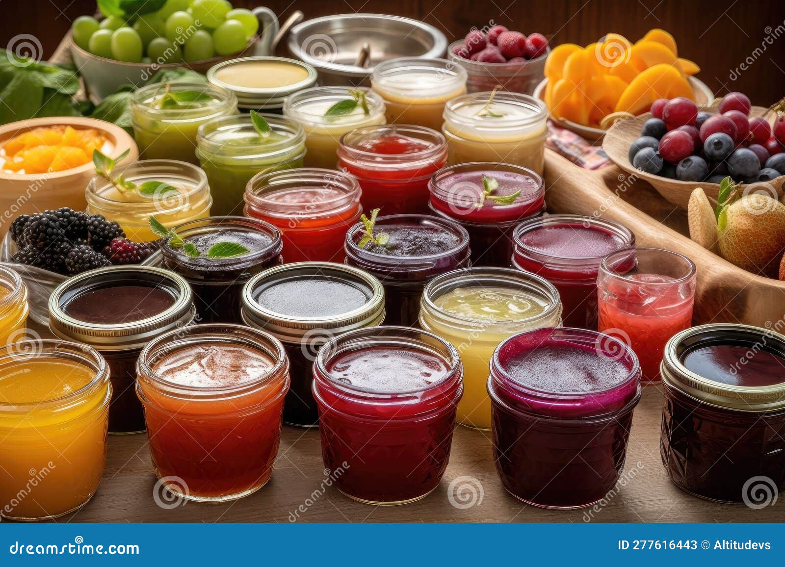 Array of Homemade Preserves, in Variety of Flavors and Colors Stock ...
