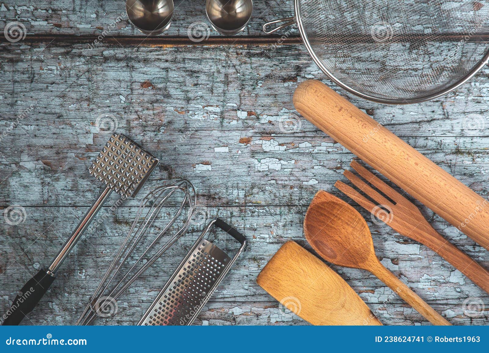 Kitchen Utensils on Wooden Boards Stock Image - Image of stripped ...