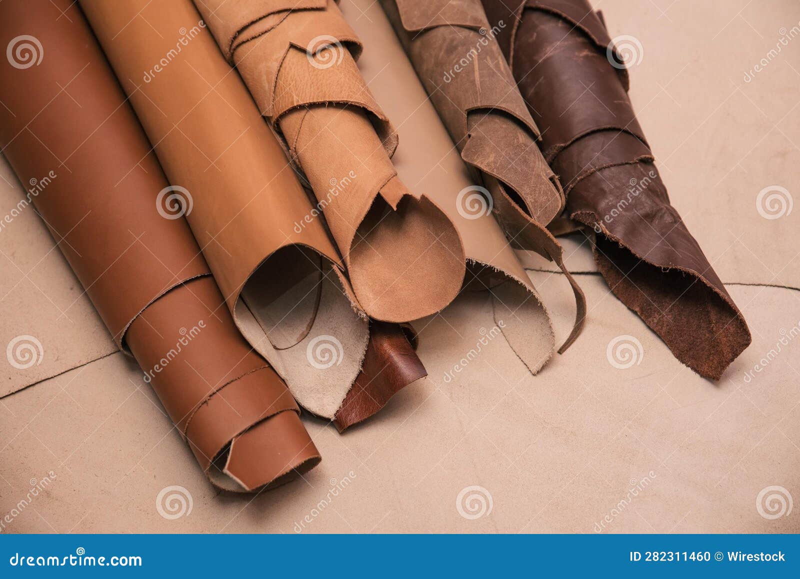 Array of Leather Fabric Samples in Different Shades Neatly Placed on a ...