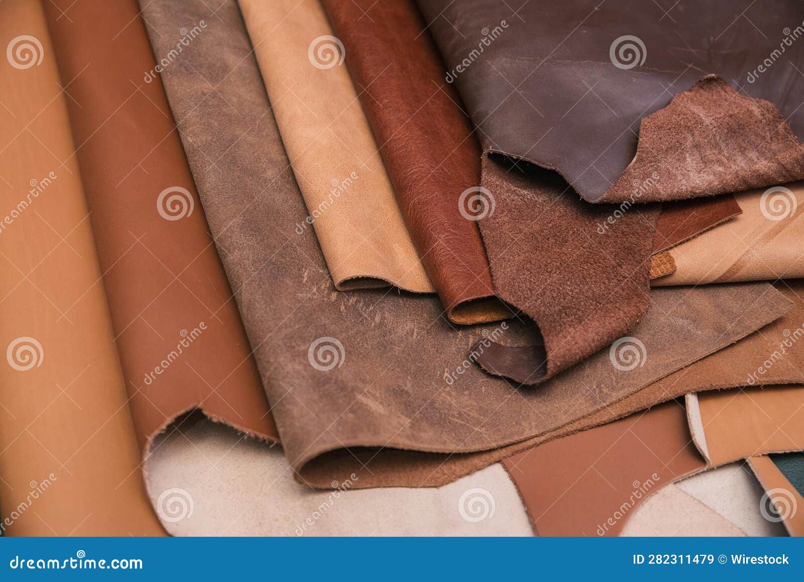 Array of Leather Fabric Samples in Different Shades Neatly Placed on a ...