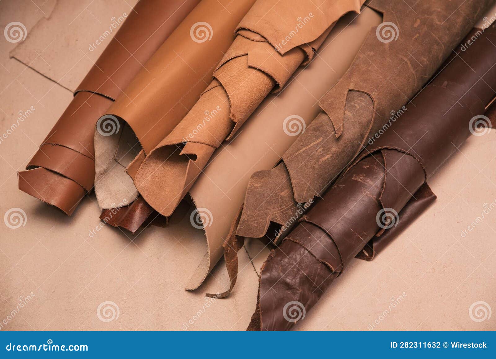 Array of Leather Fabric Samples in Different Shades Neatly Placed on a ...