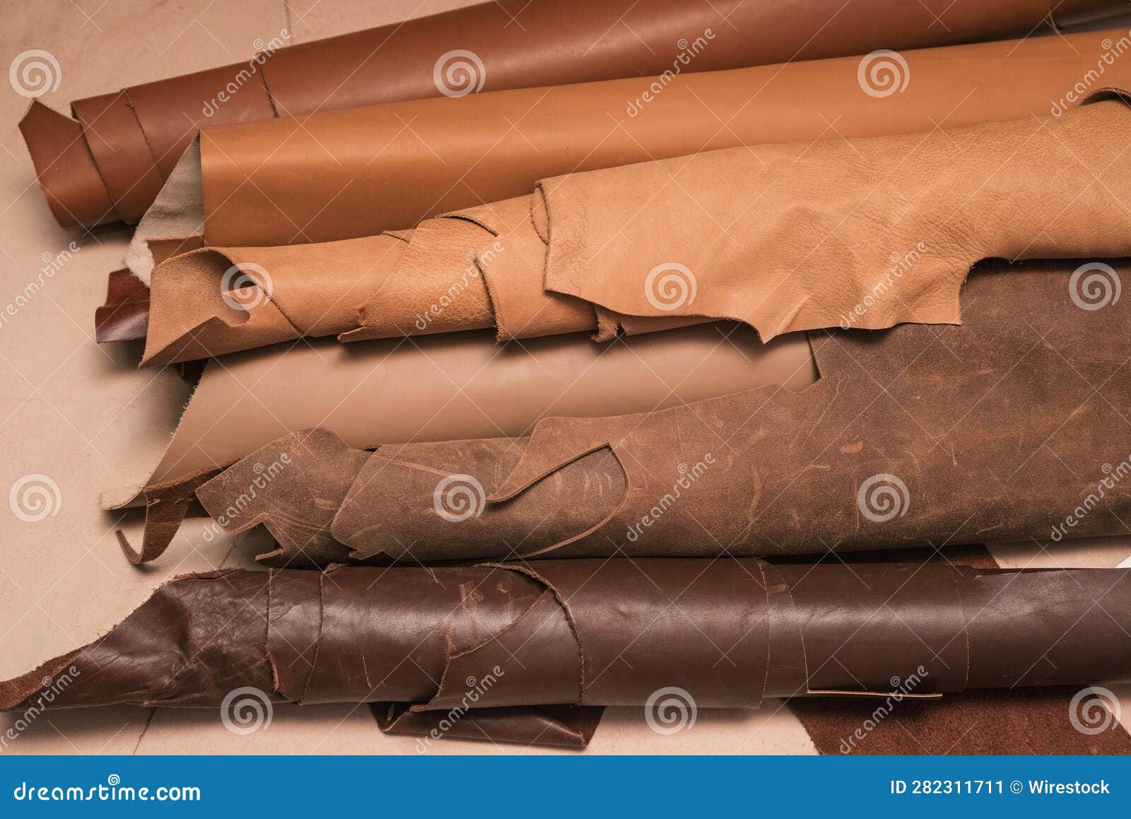 Array of Leather Fabric Samples in Different Shades Neatly Placed on a ...