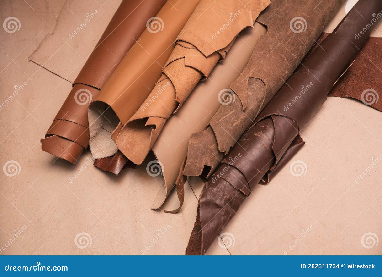 Array of Leather Fabric Samples in Different Shades Neatly Placed on a ...