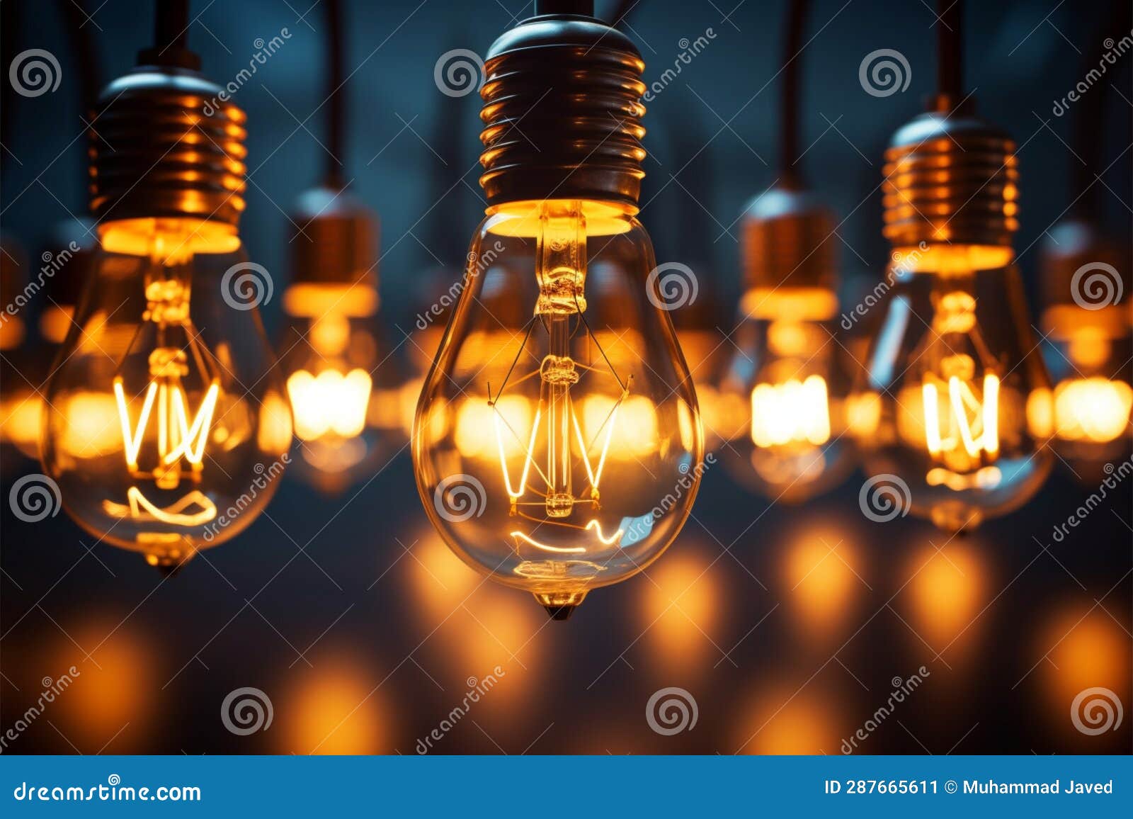 Array of Light Bulbs Creates a Dazzling Collective Illumination Stock ...