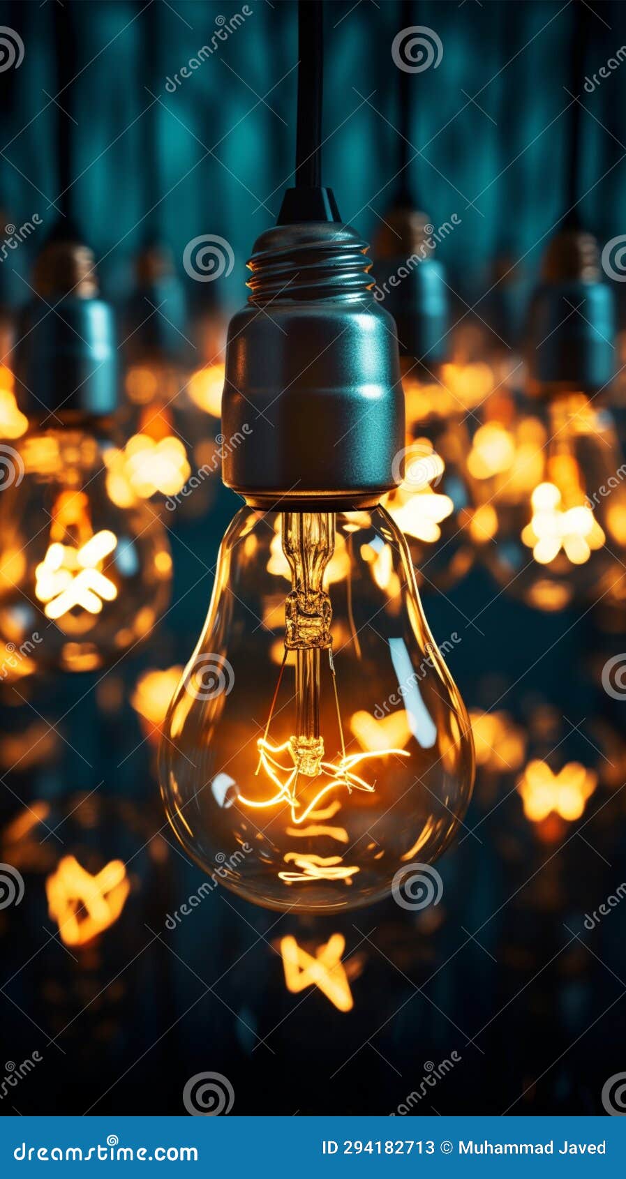 Array of Light Bulbs Creates a Dazzling Collective Illumination Stock ...