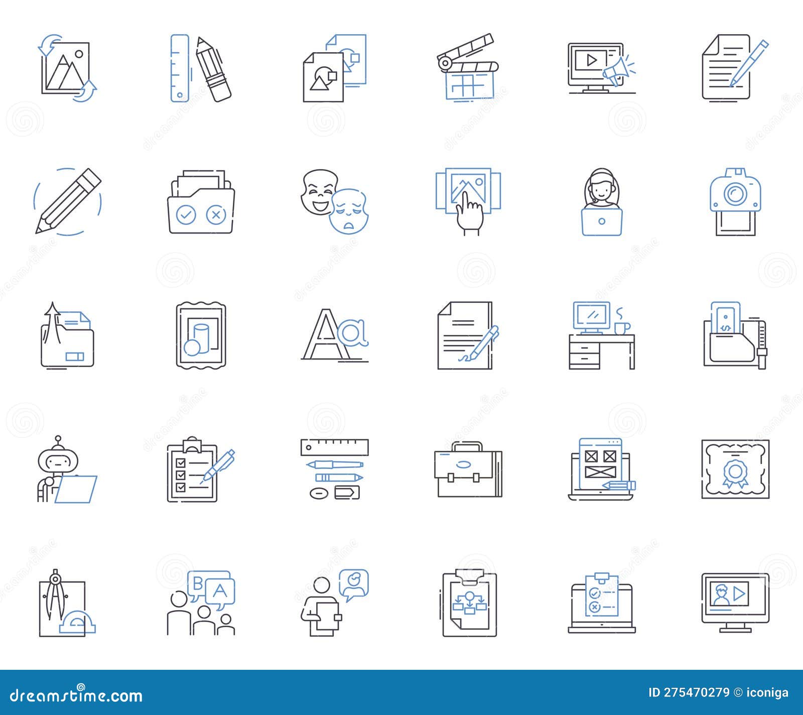 Array Line Icons Collection. Index, Length, Element, Size, Data, Memory ...