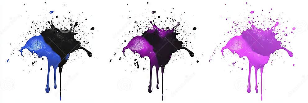 Array of Liquid Splashes in Diverse Colors, Generated through 3D ...