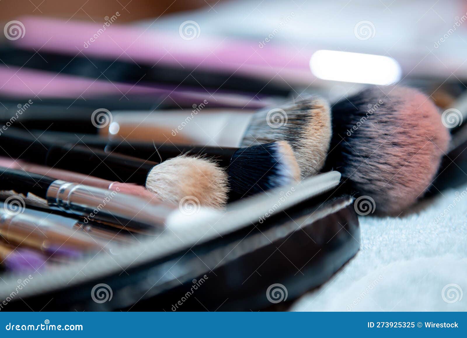 Array of Makeup Brushes in a Variety of Styles and Shapes on a Flat ...