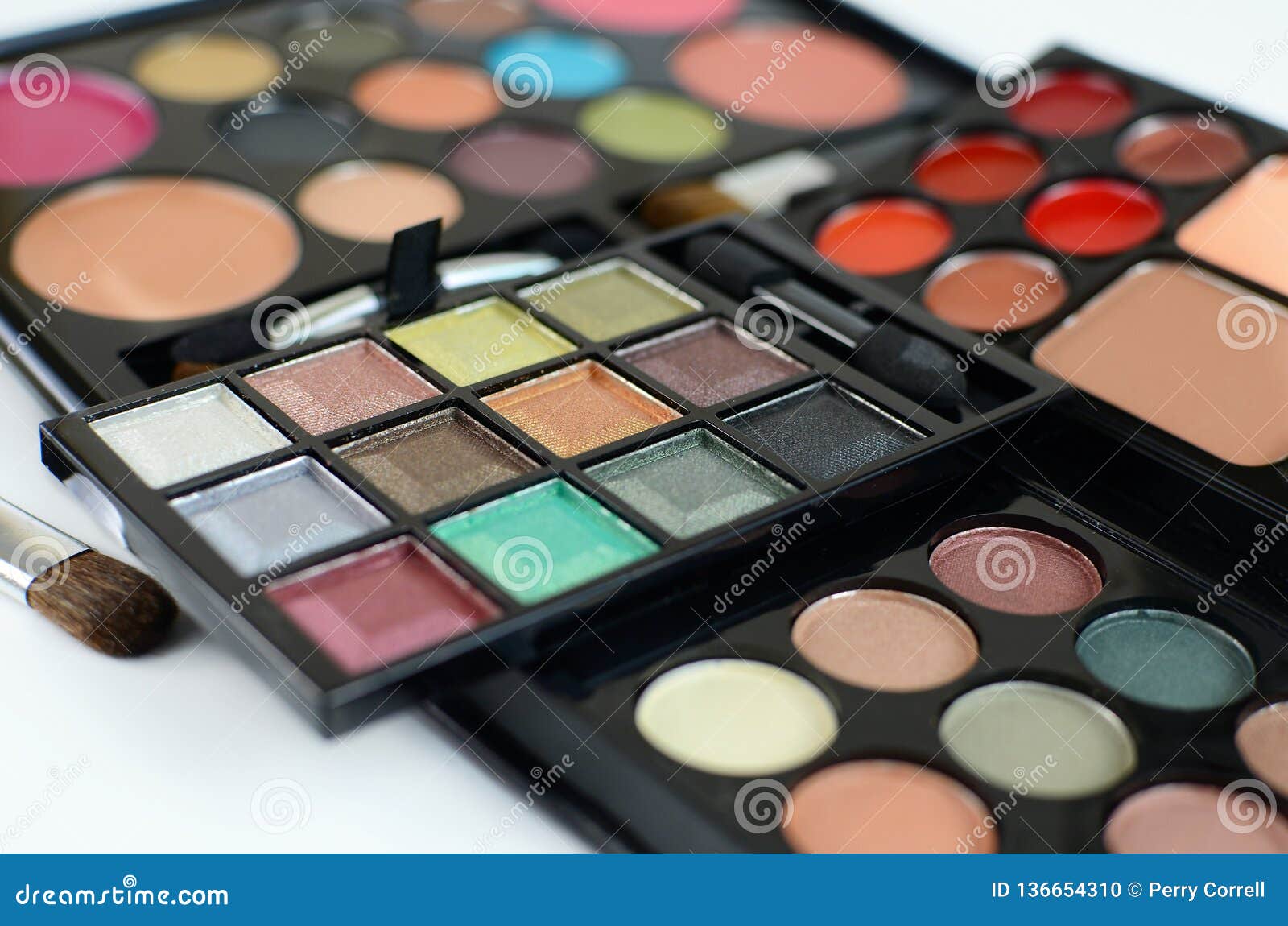 An Array of Makeup or Cosmetics. Shallow Depth of Field Puts Emphasis ...