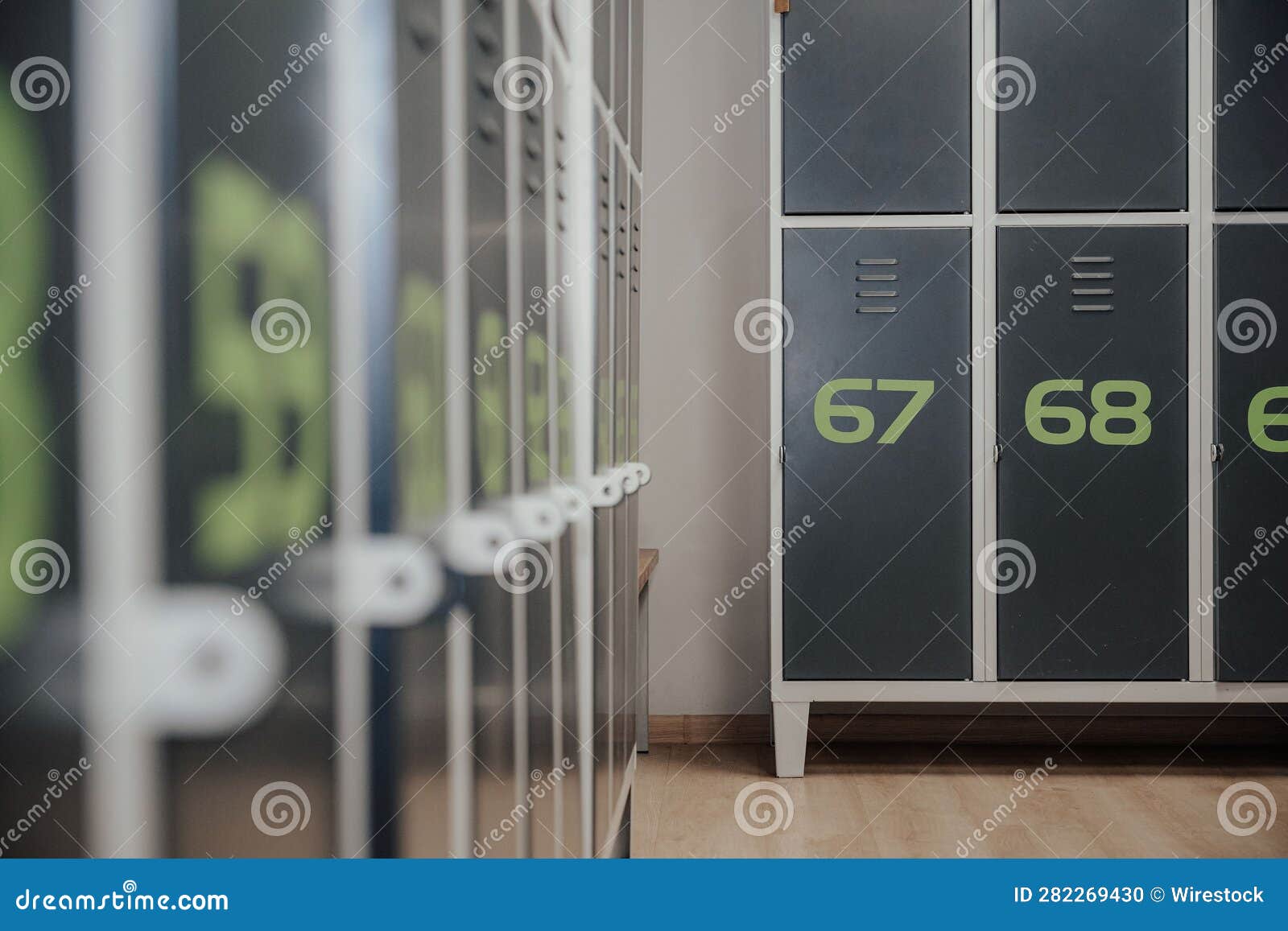 Array of Metal Storage Lockers Positioned Side by Side on a Hard ...