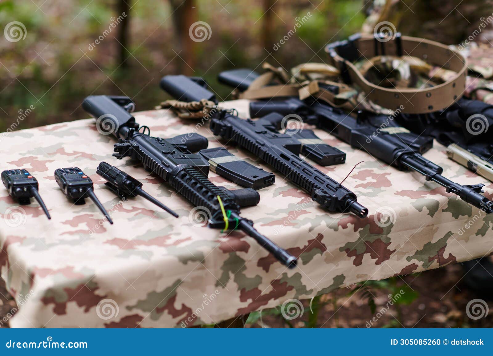Pistols, Rifles, Machine Guns, Ammunition Box. Royalty-Free Stock ...
