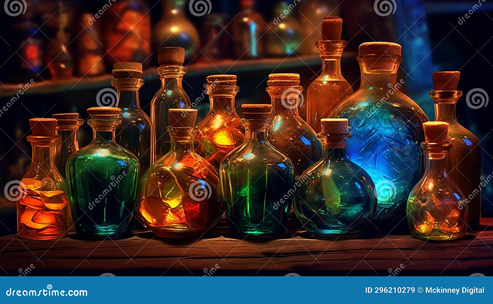 An Array of Multi Colored Glass Bottles. Created Using Ai Generative ...