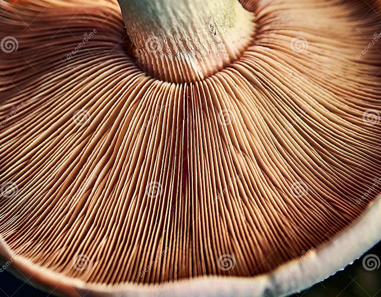Array of Mushroom Gills, Creating Symmetrical Patterns in Close-up ...