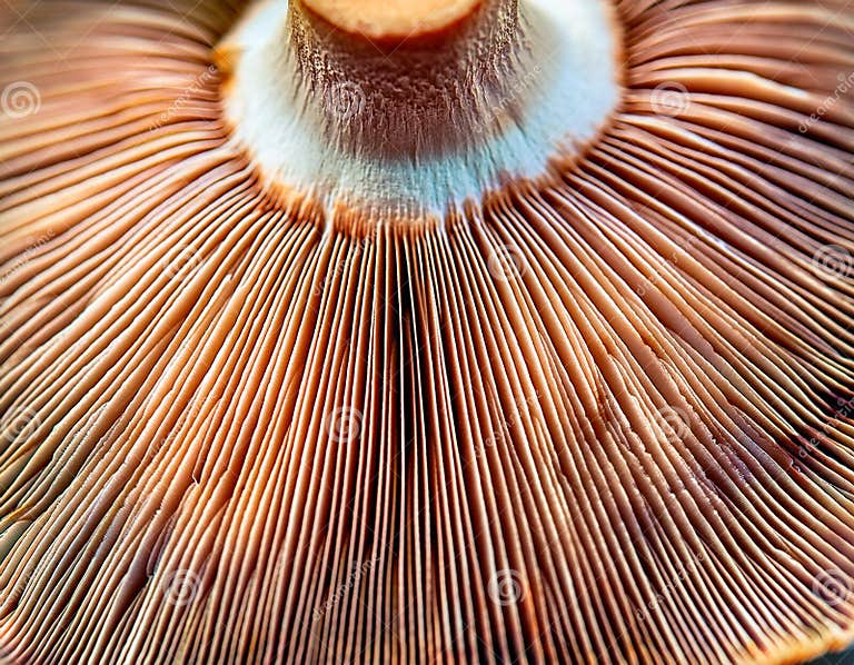 Array of Mushroom Gills, Creating Symmetrical Patterns in Close-up ...