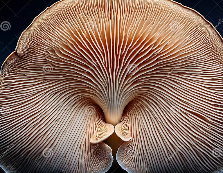 Array of Mushroom Gills, Creating Symmetrical Patterns in Close-up ...