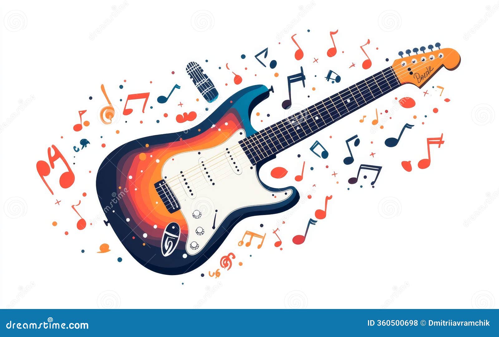 An Array of Musical Notes and Instruments Surround a Colorful Acoustic ...