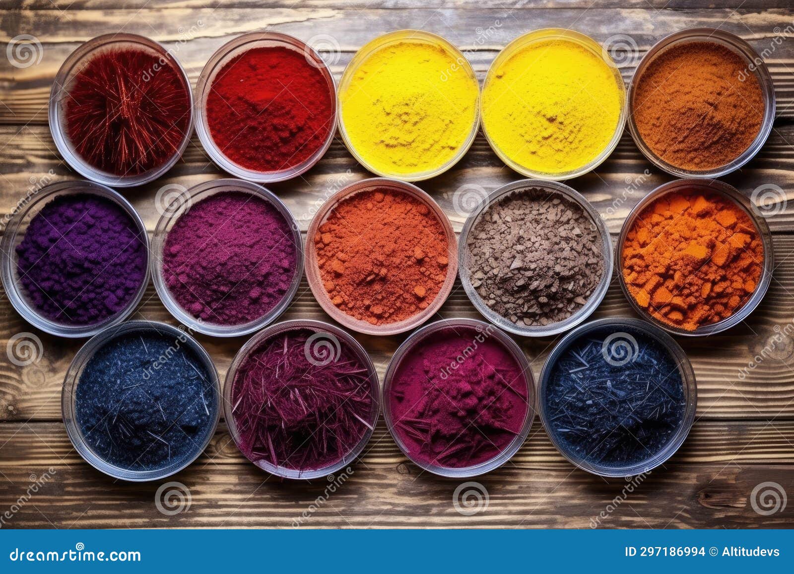 An Array of Natural Dyes on Wooden Surface Stock Photo - Image of dyes ...