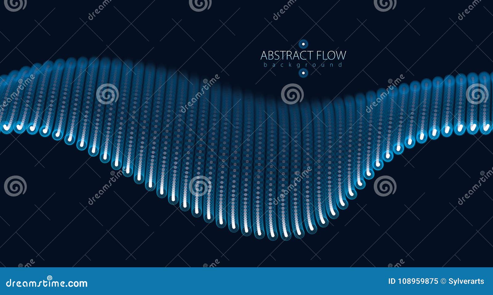 Array of Particles Flowing, Dynamic Sound Wave. 3d Vector Illustration ...