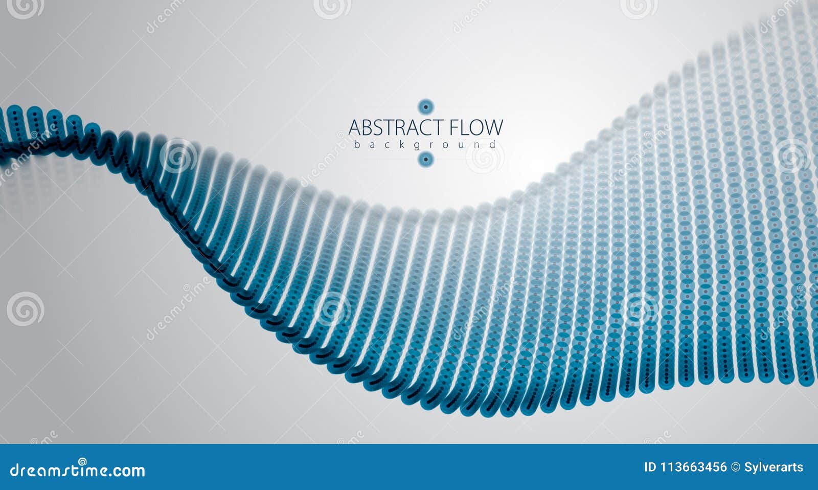 Array of Particles Flowing, Dynamic Sound Wave. 3d Vector Illustration. Mesh of Blurred Dots ...