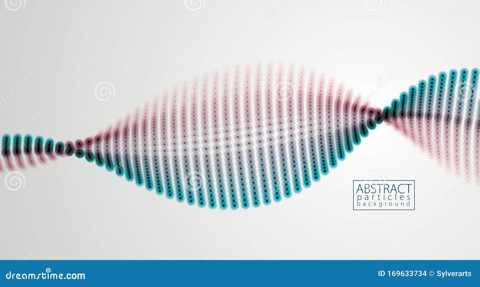 Array of Particles Flowing, Dynamic Sound Wave. 3d Vector Illustration. Mesh of Glowing Dots ...