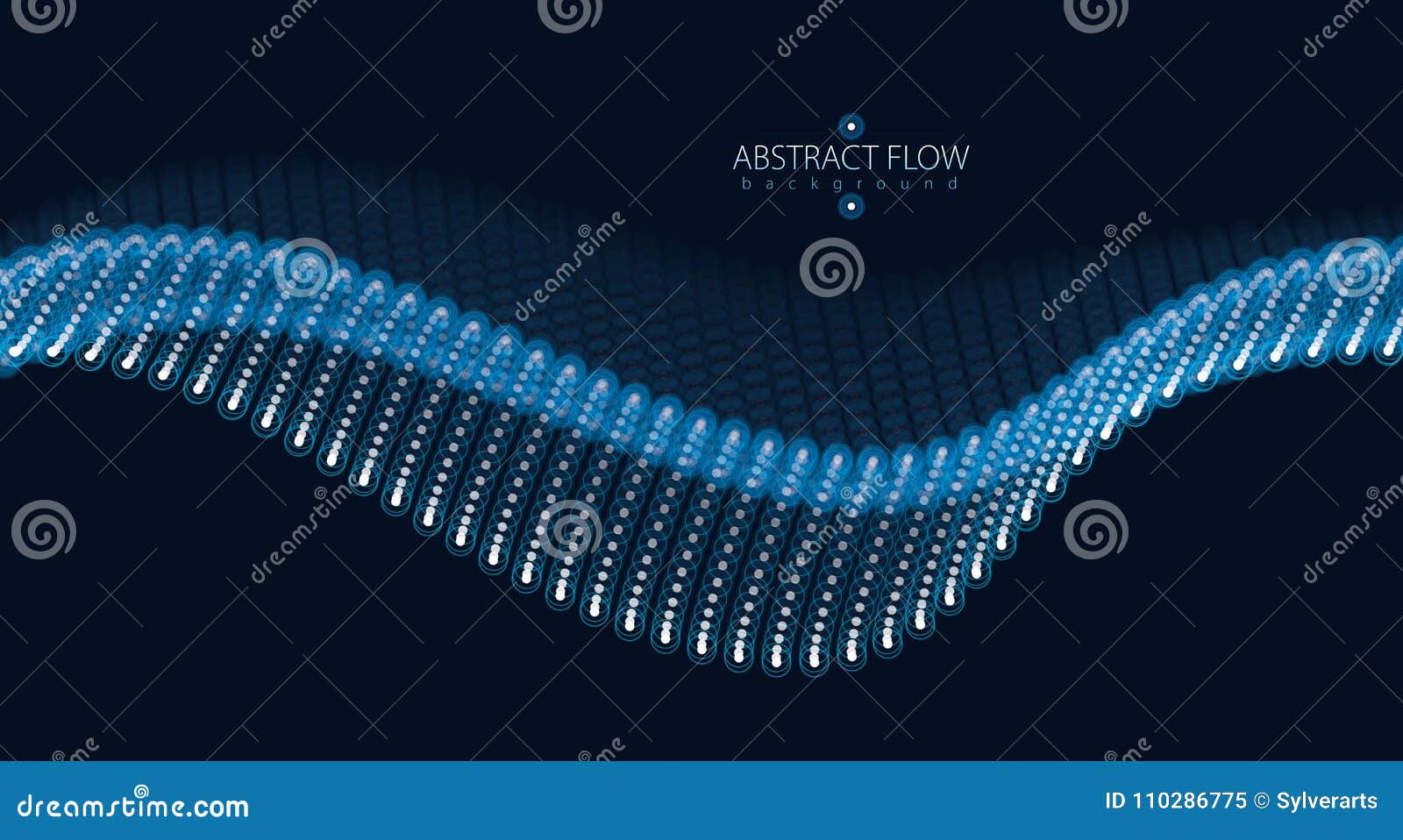 Array of Particles Flowing, Dynamic Sound Wave. 3d Vector Illustration ...