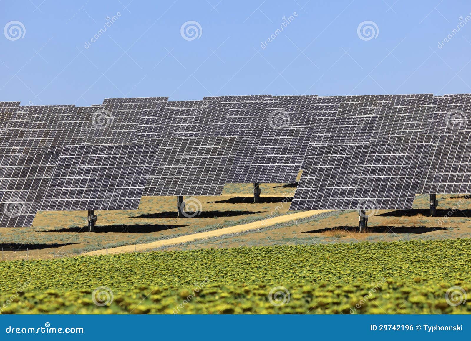 Solar Power Station stock photo. Image of power, sunflowers - 29742196