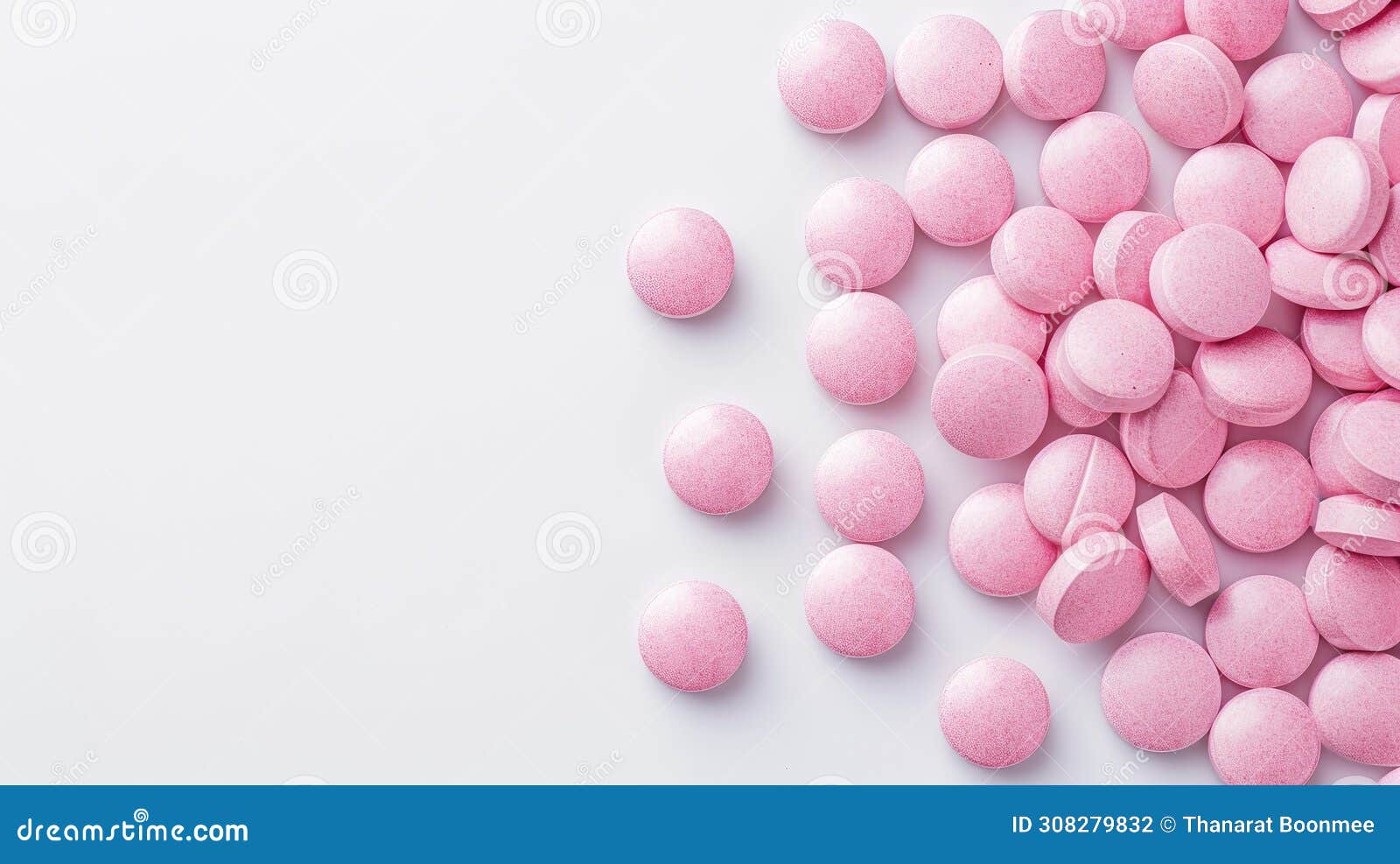 Pink Tablet Pills Neatly Arranged on a White Background, Symbolizing ...