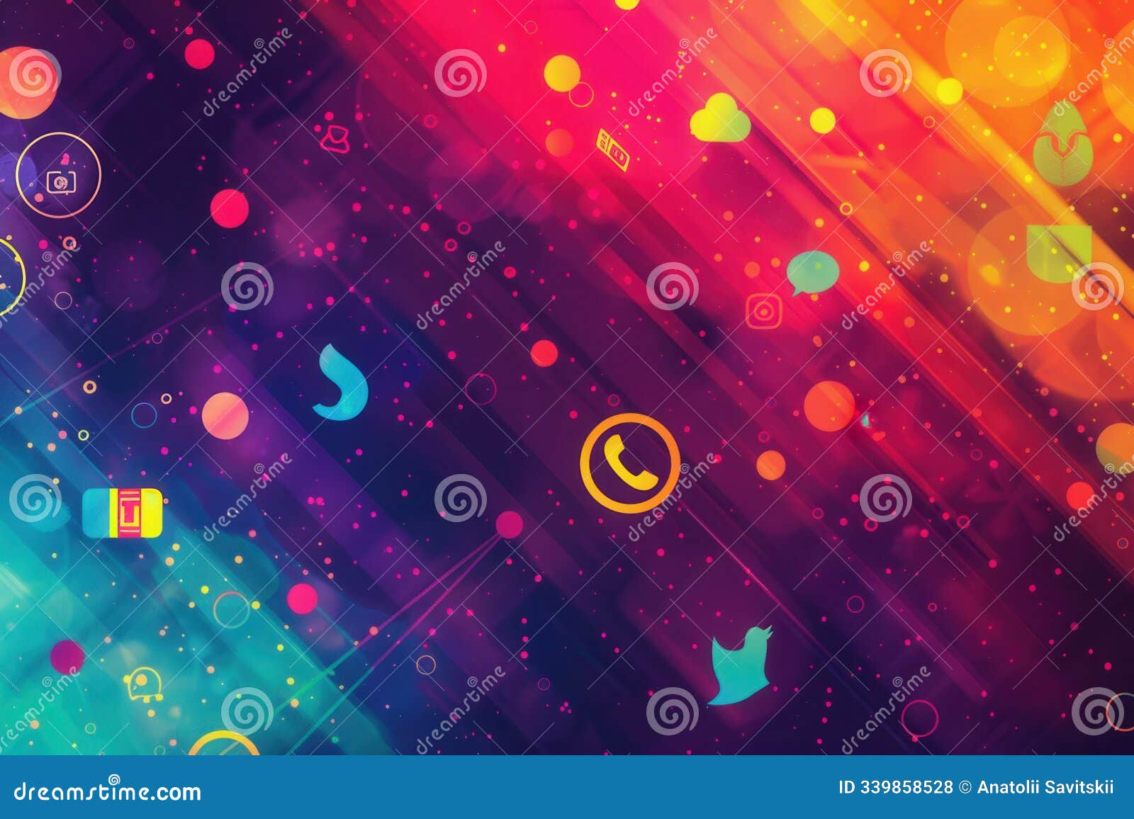 An Array of Popular Social Media Icons are Showcased on a Vibrant ...
