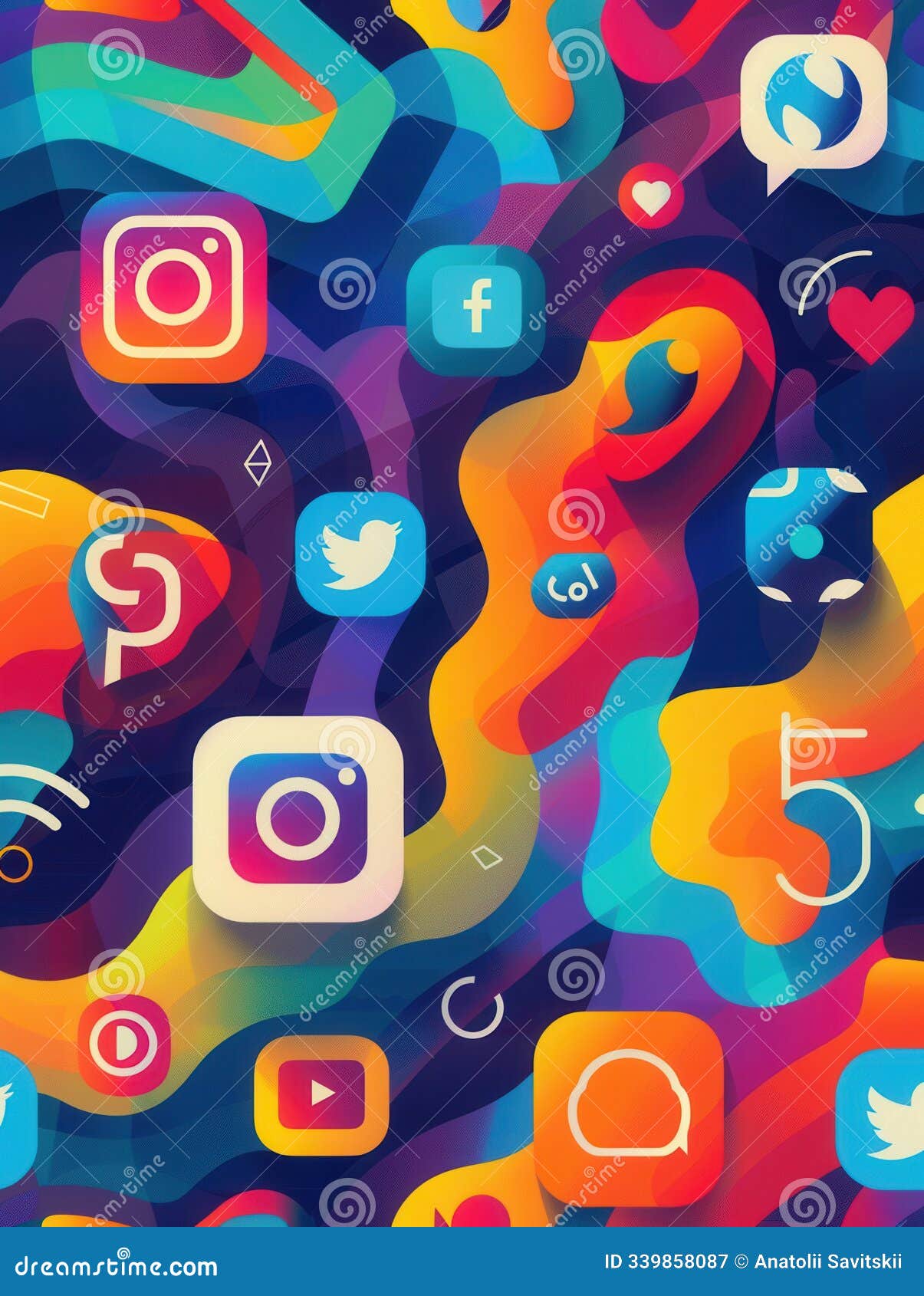 An Array of Popular Social Media Platform Symbols is Displayed on a ...