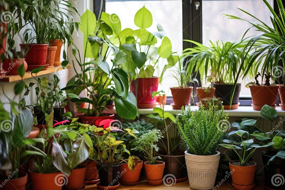 An Array of Potted Indoor Plants Stock Image - Image of potted, decor ...