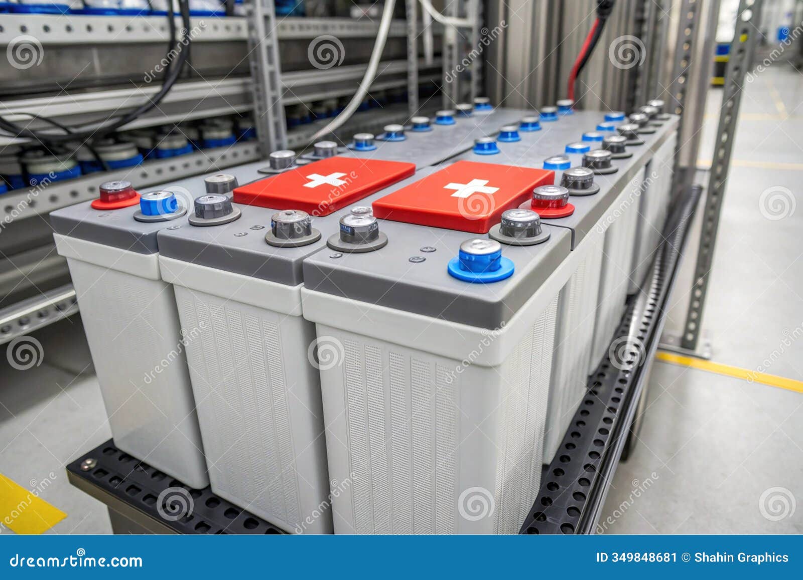 An Electric DC Battery at an Electrical Station. a Number of Powerful ...