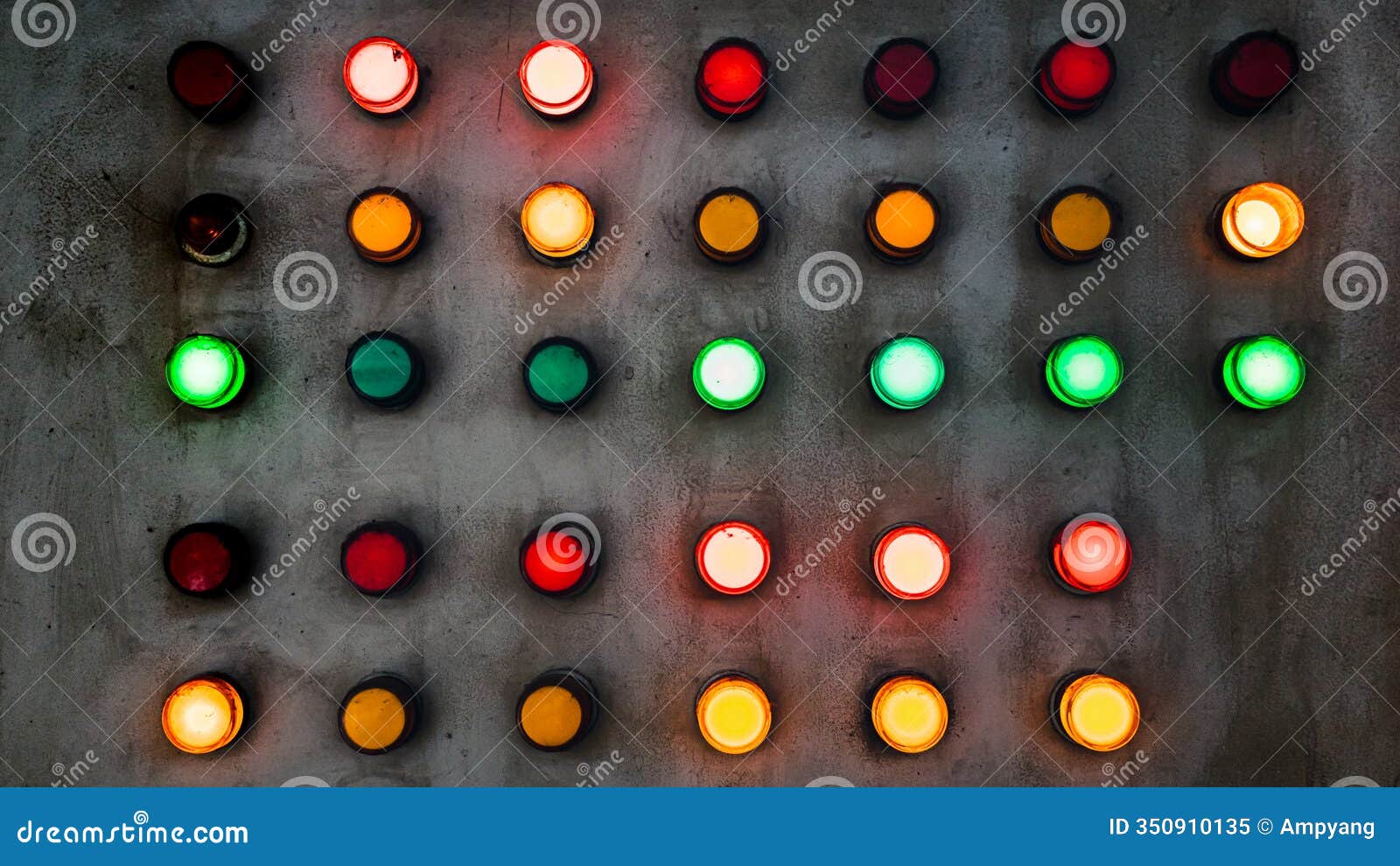 Array of Industrial Signal Lamp Indicators on Electrical Power Control ...