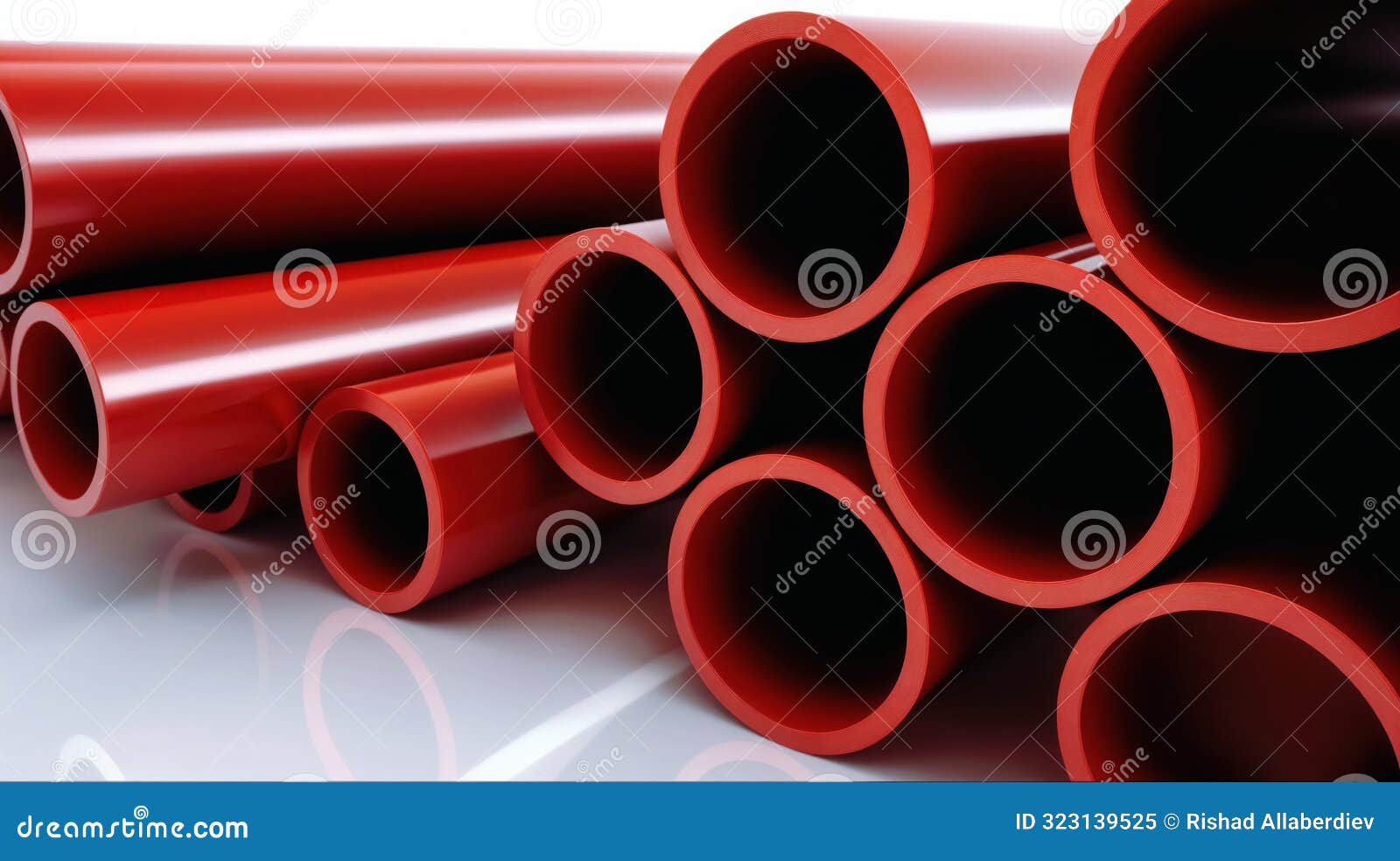 Stacks of Red PVC Pipes, with a Glossy Finish Reflecting Light Stock ...