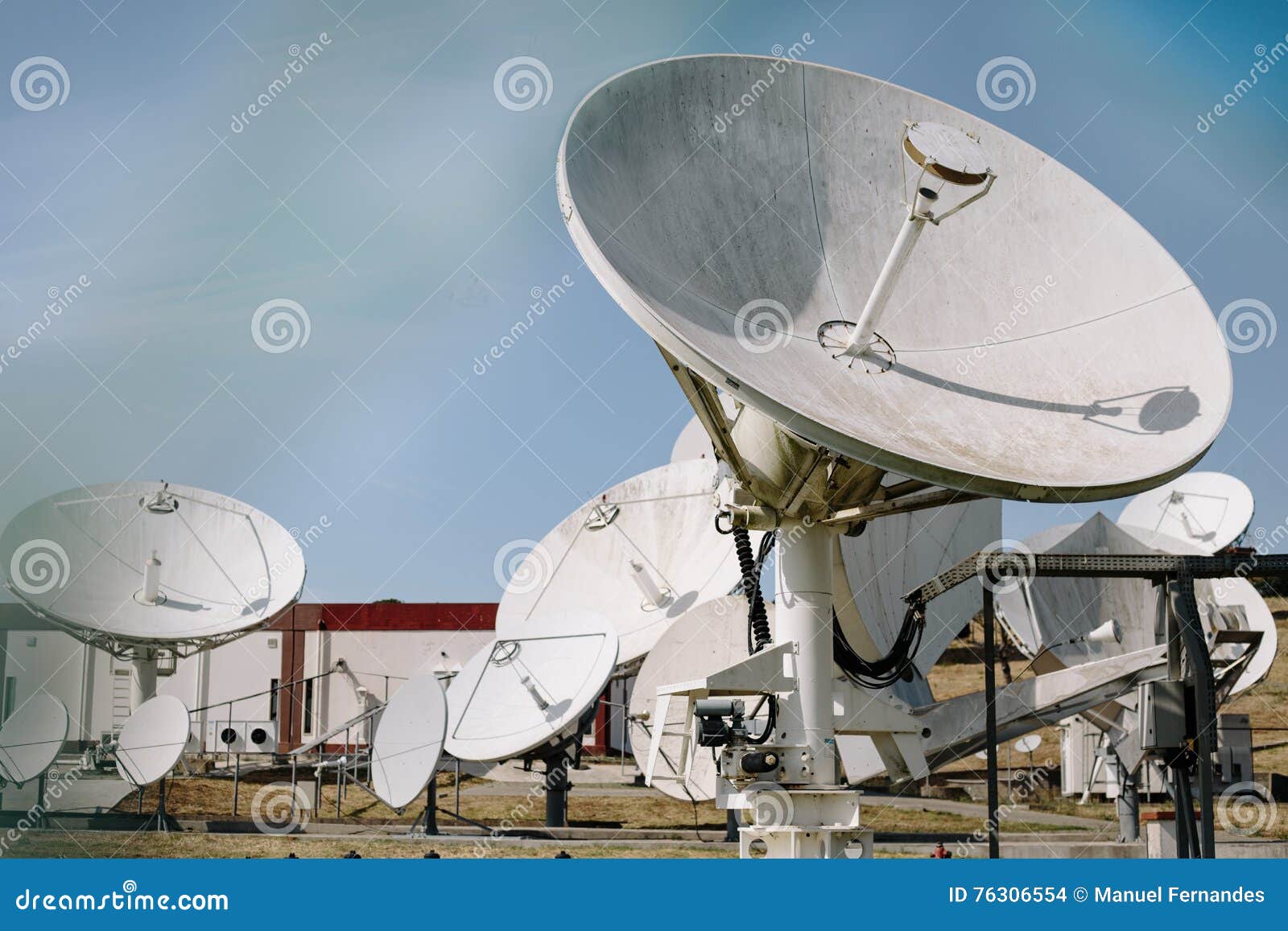 Array of satellite dishes stock photo. Image of astronomy - 76306554