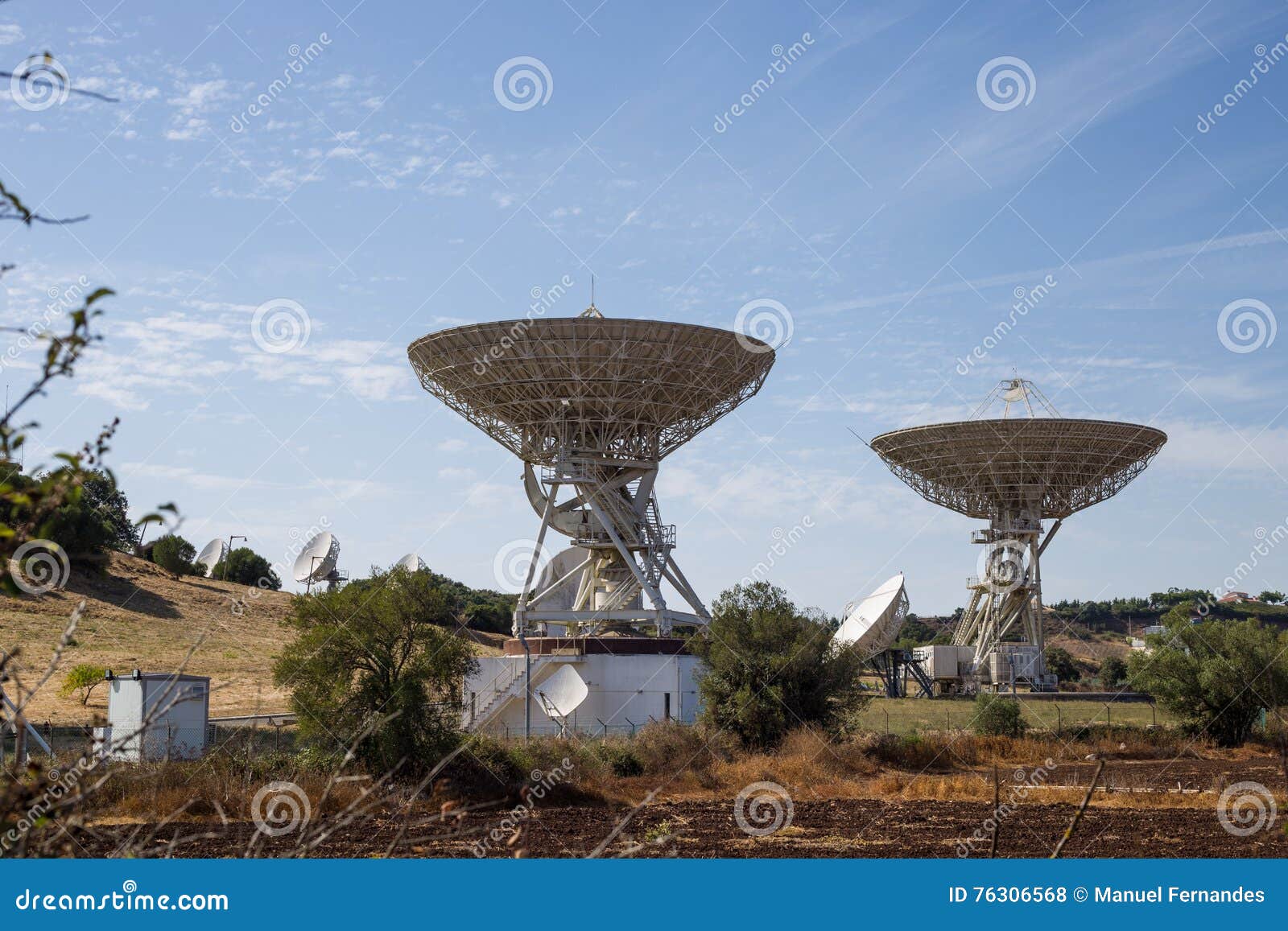 Array of satellite dishes stock photo. Image of global - 76306568