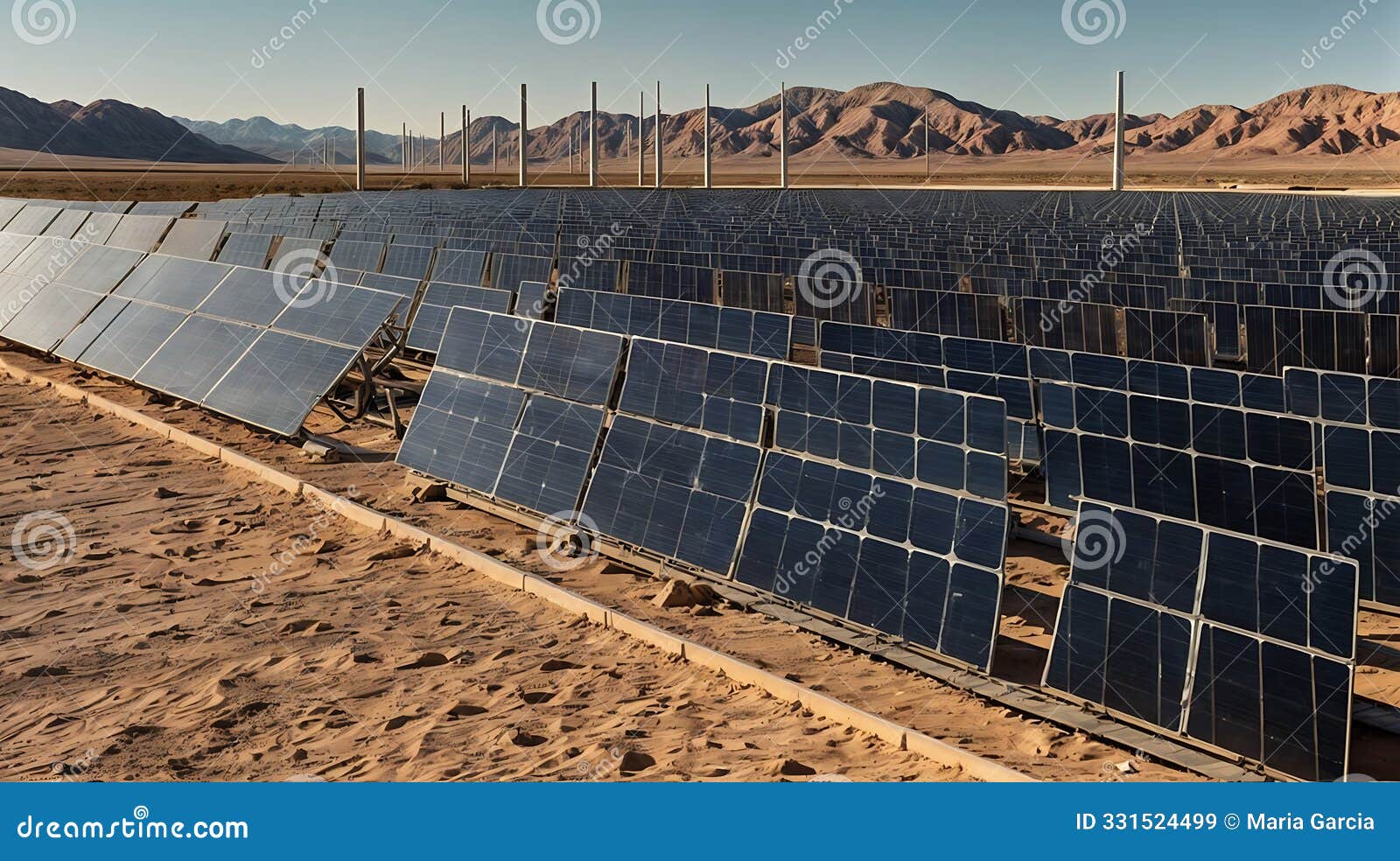 Ai Generated. Array of Solar Panels in a Dry and Desertified Landscape ...