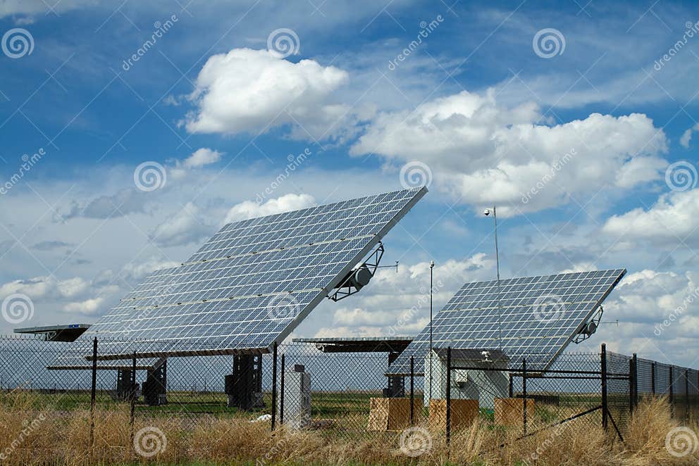 Array of Solar Panels in Open Prairie Stock Photo - Image of technology ...