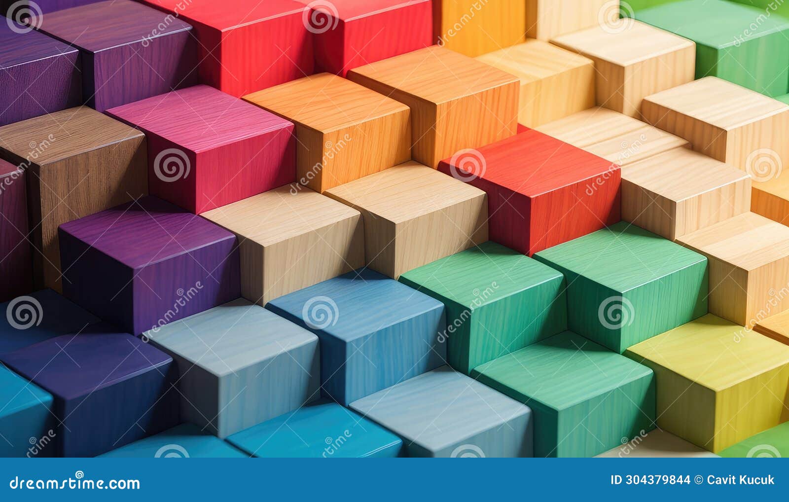 Array of Stacked Wooden Blocks in Various Colors. Stock Illustration ...