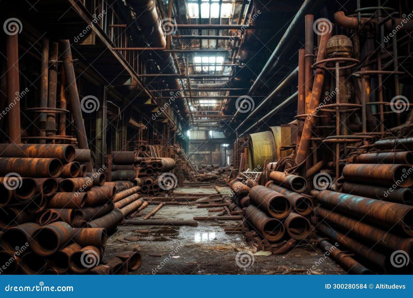 An Array of Steel Pipes Stacked in a Warehouse, Some Rusted Stock Photo ...