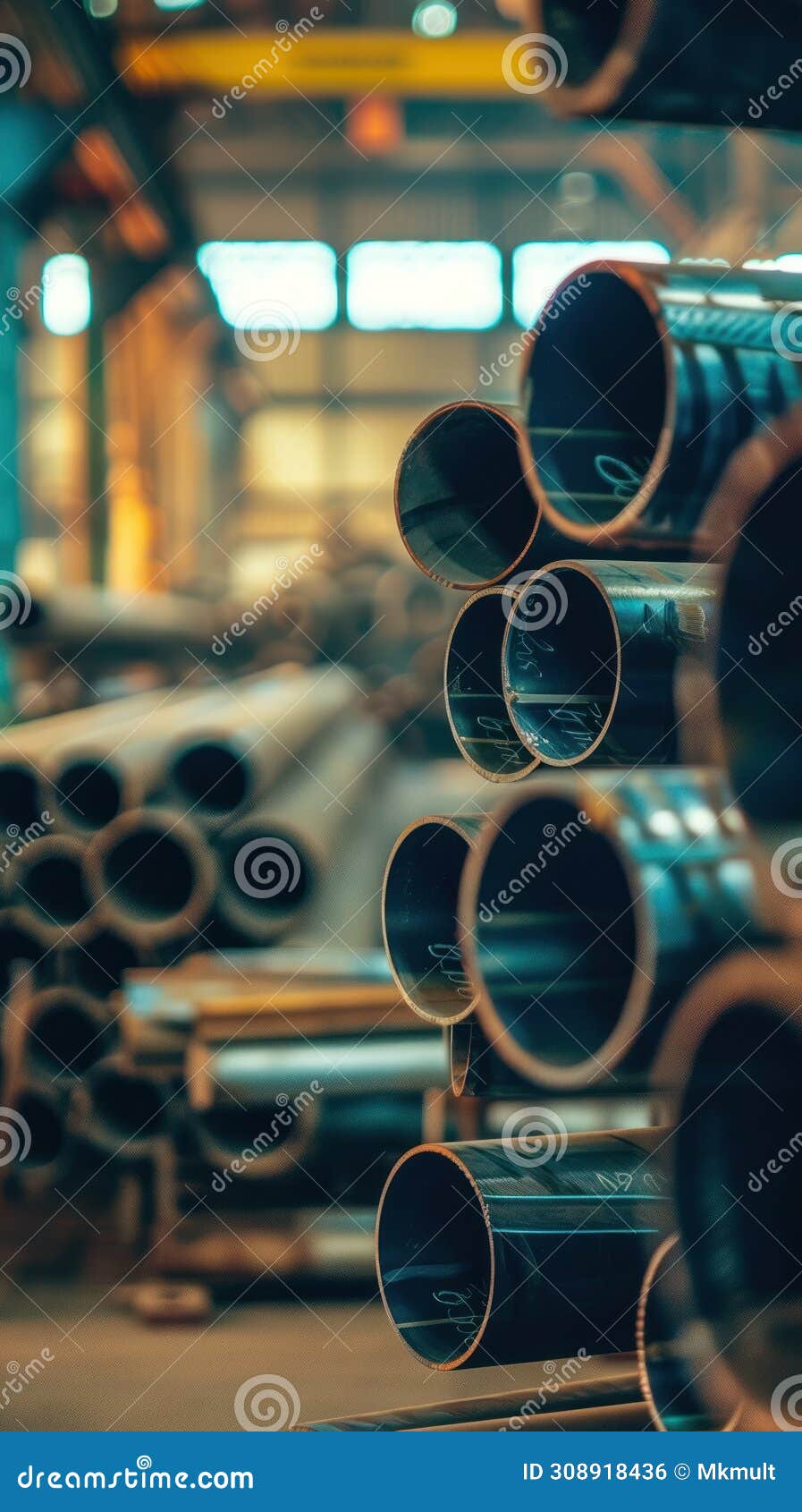 Array of Steel Pipes in a Warehouse Stock Photo - Image of distribution ...