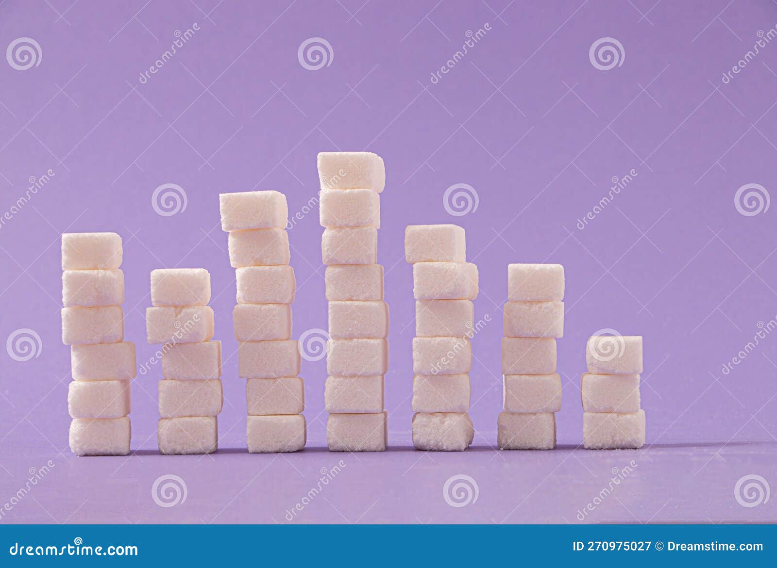 Array of Sugar Cubes Arranged in a Bar Chart Formation, Health Decline ...