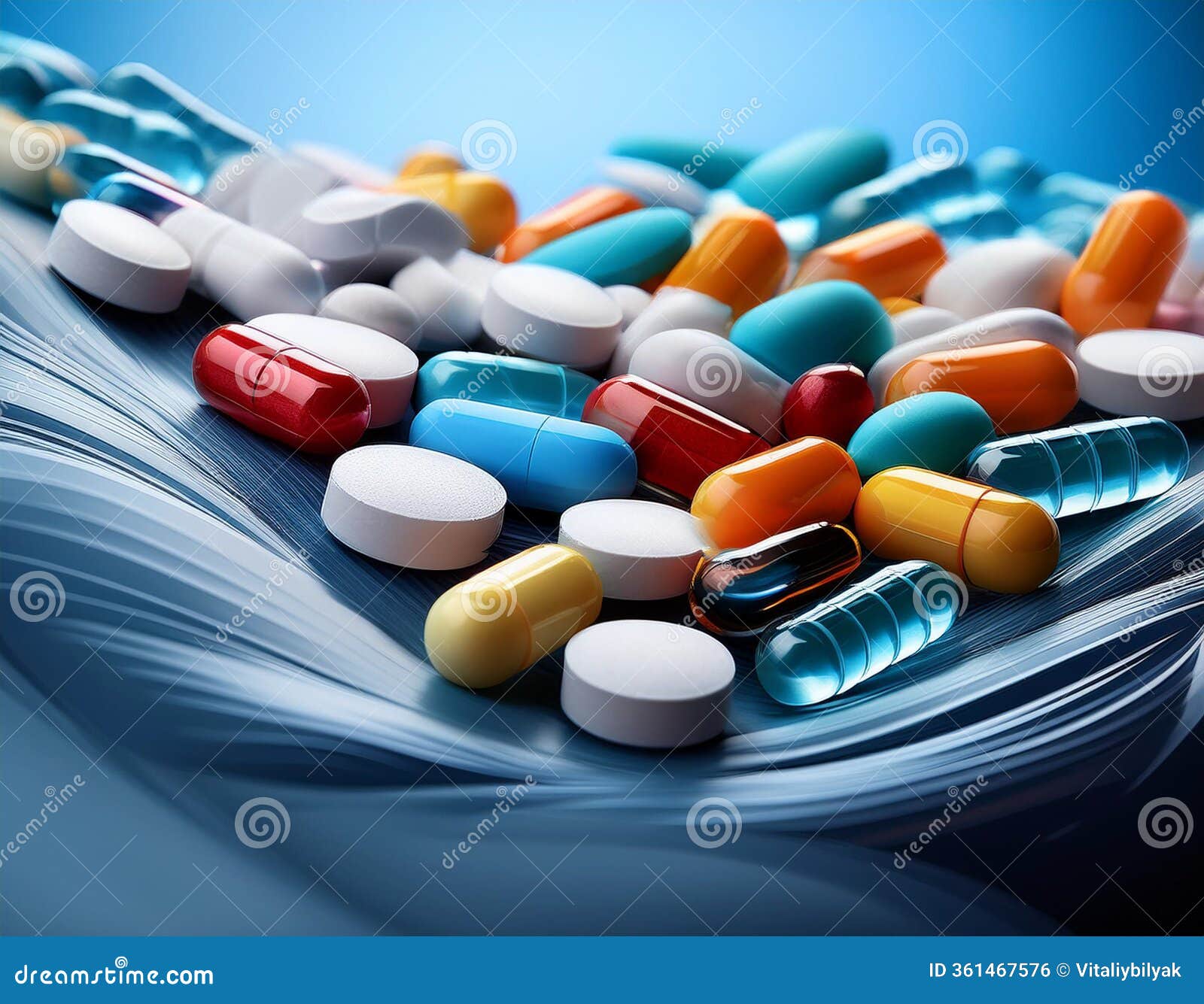 An Array of Tablets and Capsules Forming a Dynamic Wave Pattern Stock ...