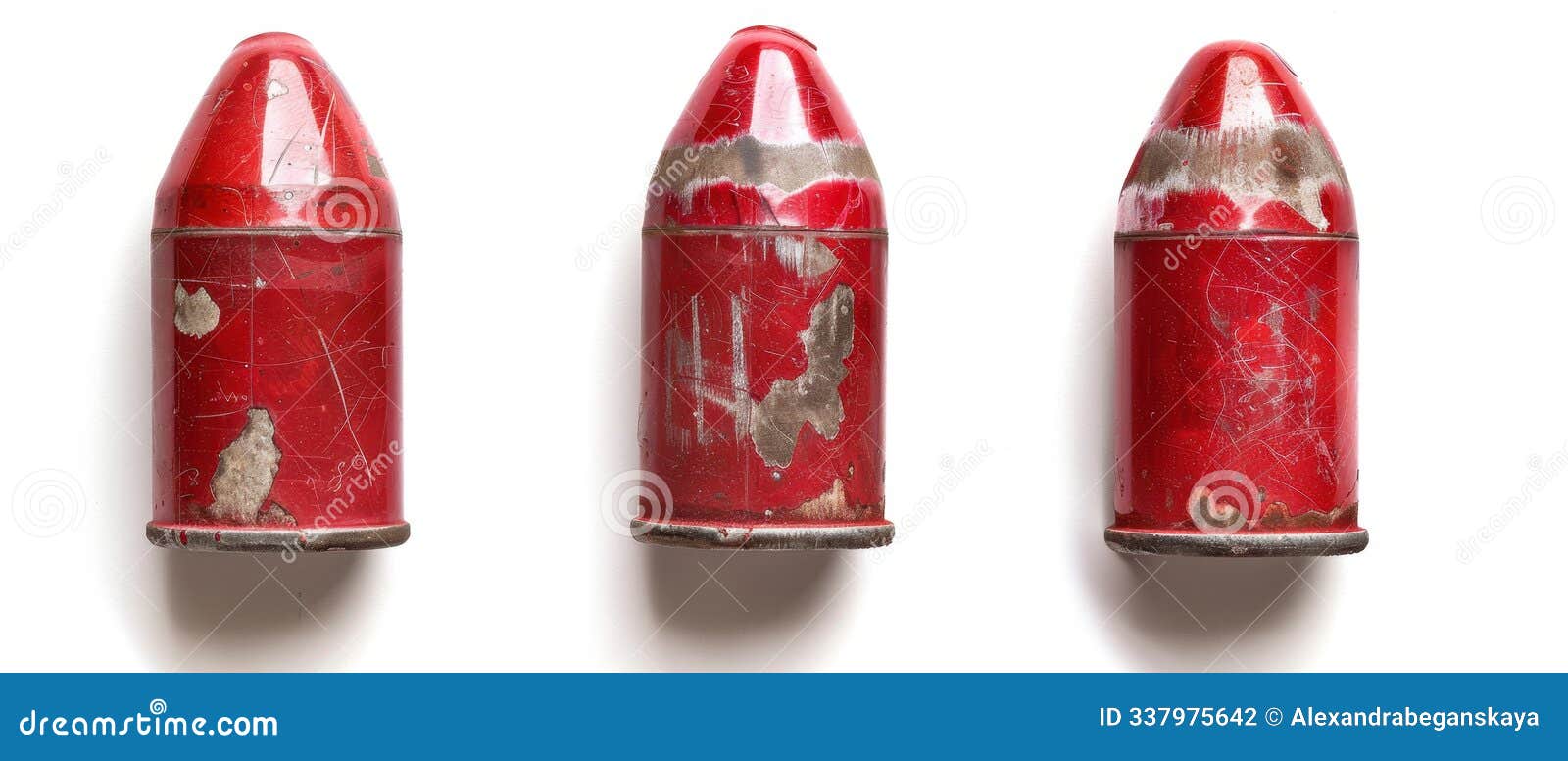 Array of Three Used Red Spray Cans on White Background Stock ...