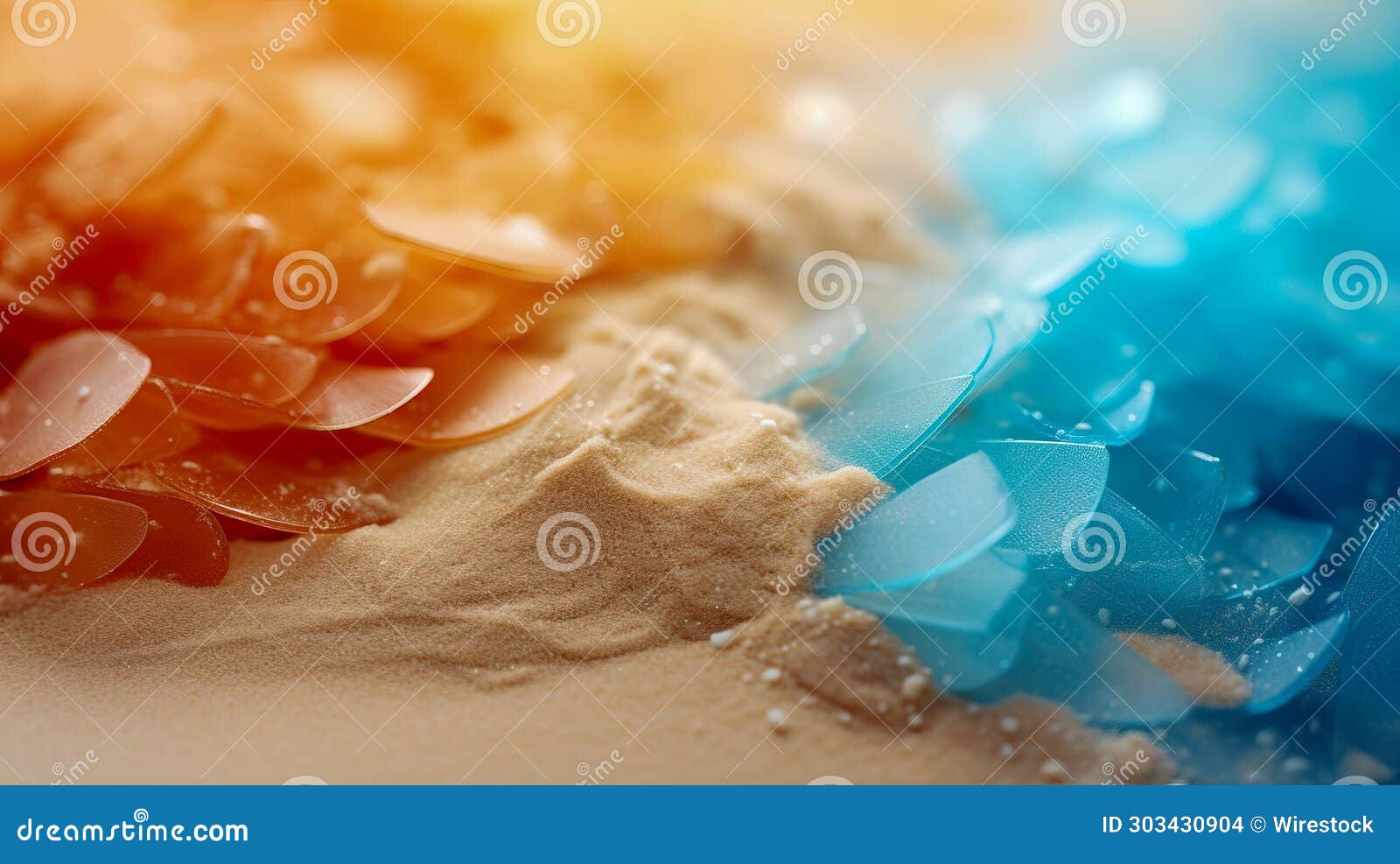Array of Translucent Sea Glass Pieces Scattered Across Fine Beach Sand ...