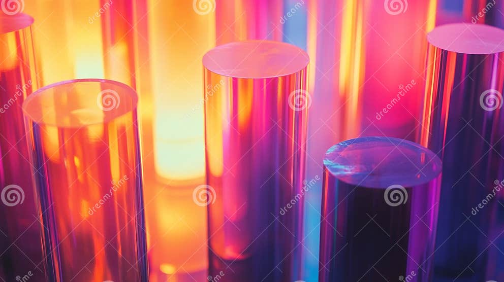 Colorful Abstract Display of Translucent Tubes Illuminated by Vibrant ...