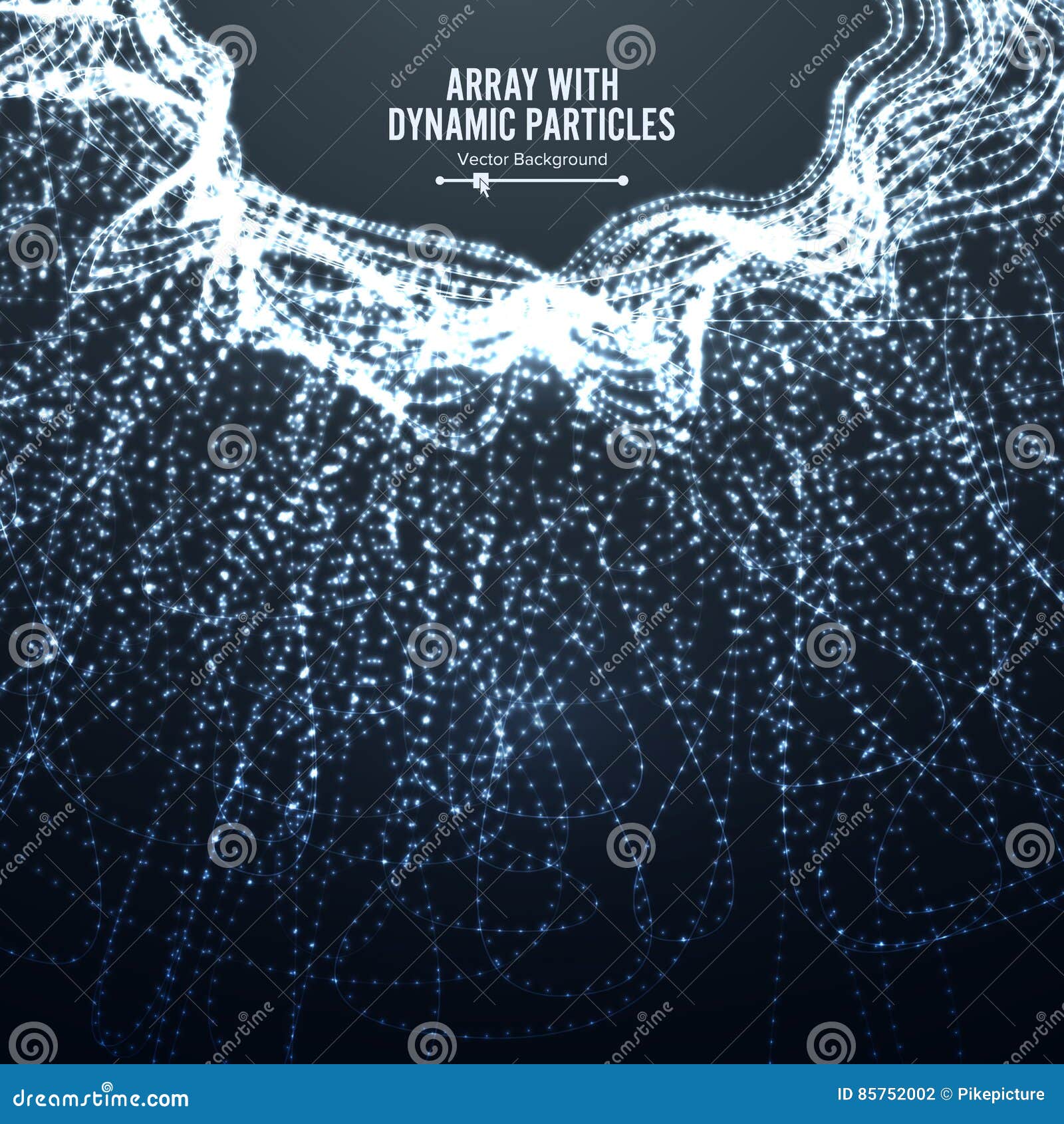 Array Vector with Dynamic Particles. Round Dots and Lines. Graphic Abstract Background Lighting ...