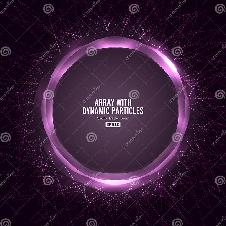 Array Vector with Splash Particles. Connection Round Structure. Digital Abstract Background ...