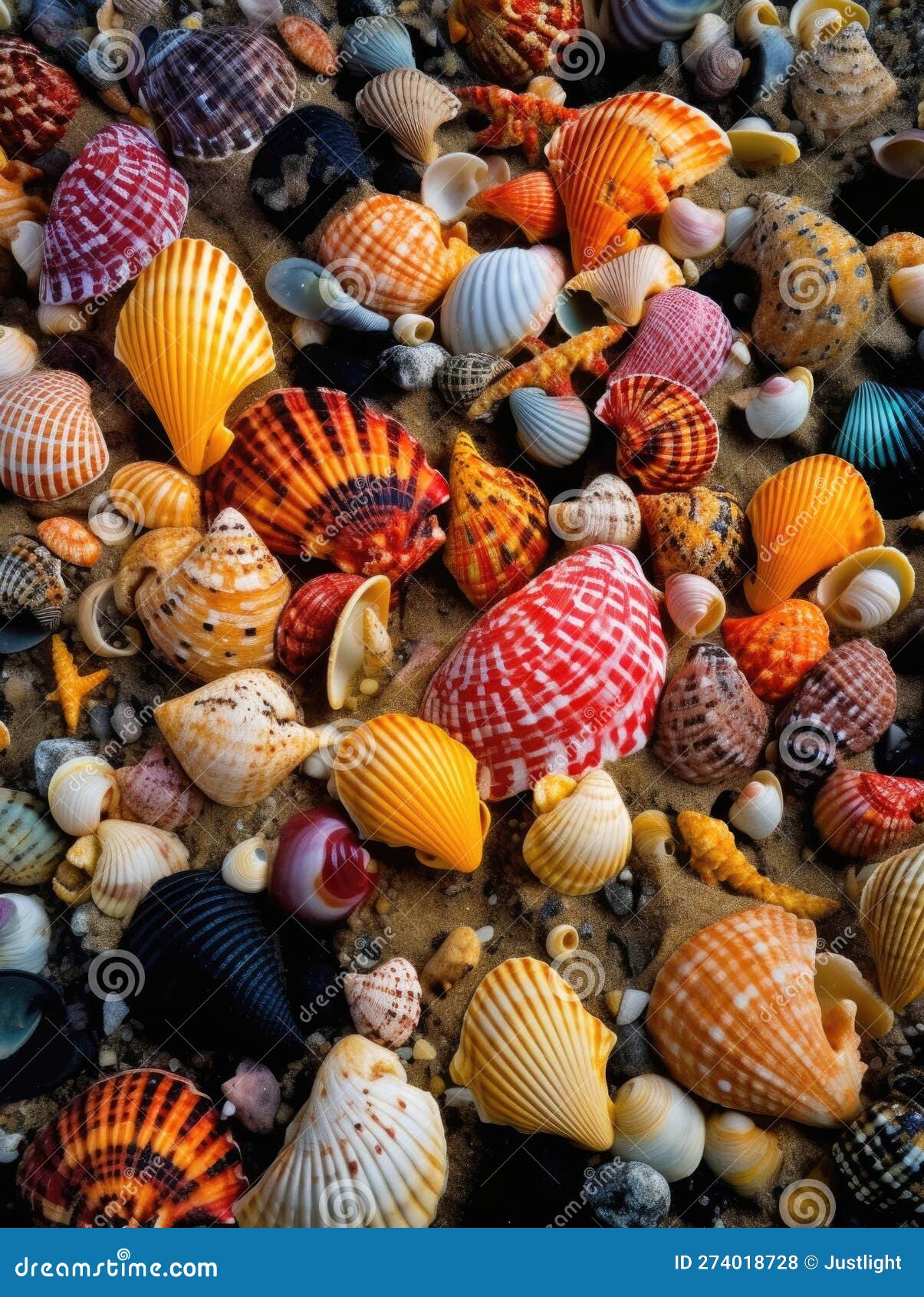 An Array of Vibrant Shells Lay Tered Along the Seabed. Stock Photo ...
